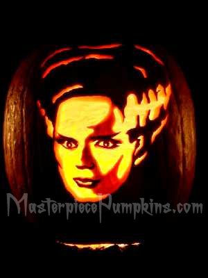 Bride Of Frankenstein Pumpkin Stencil